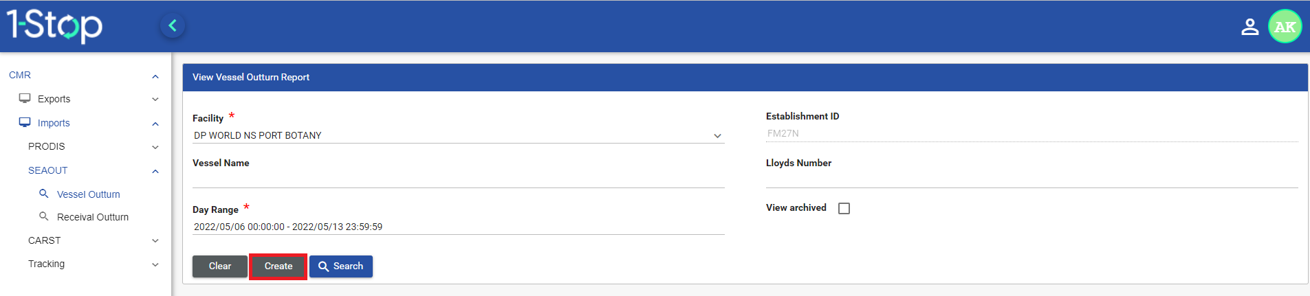CMR - How to Create a Vessel Outturn Report – Help Centre