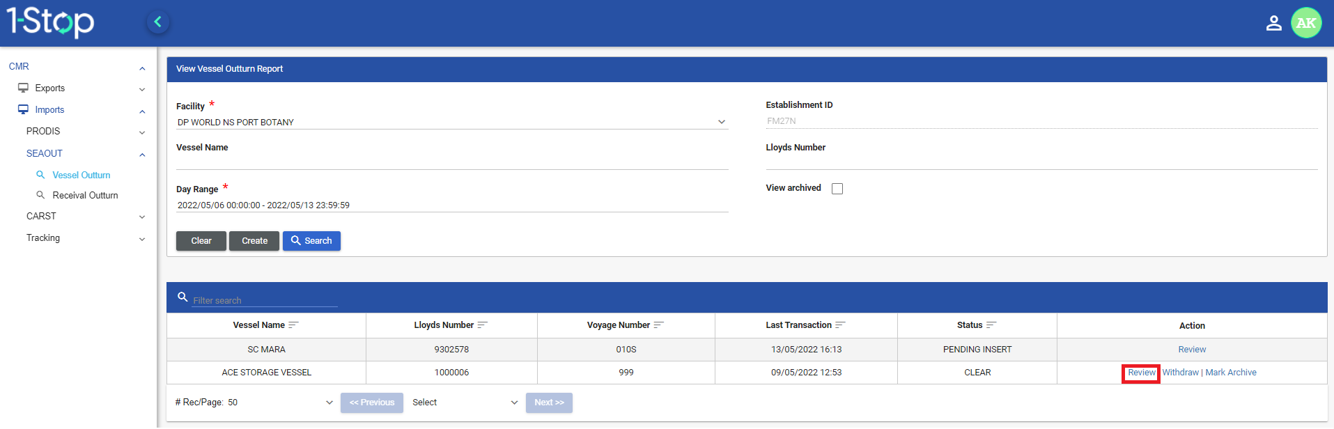 CMR - How to Search and Edit Existing Vessel Outturn Report – Help Centre