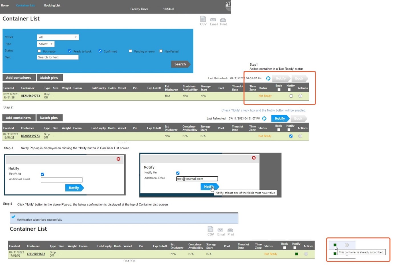 OptiBook - How to receive a notification when a container is ready for ...