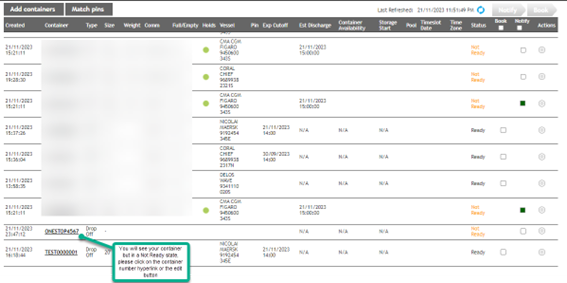OptiBook - How to book a TBA container via the Container List screen ...