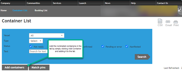 OptiBook - How to book a TBA container via the Container List screen ...